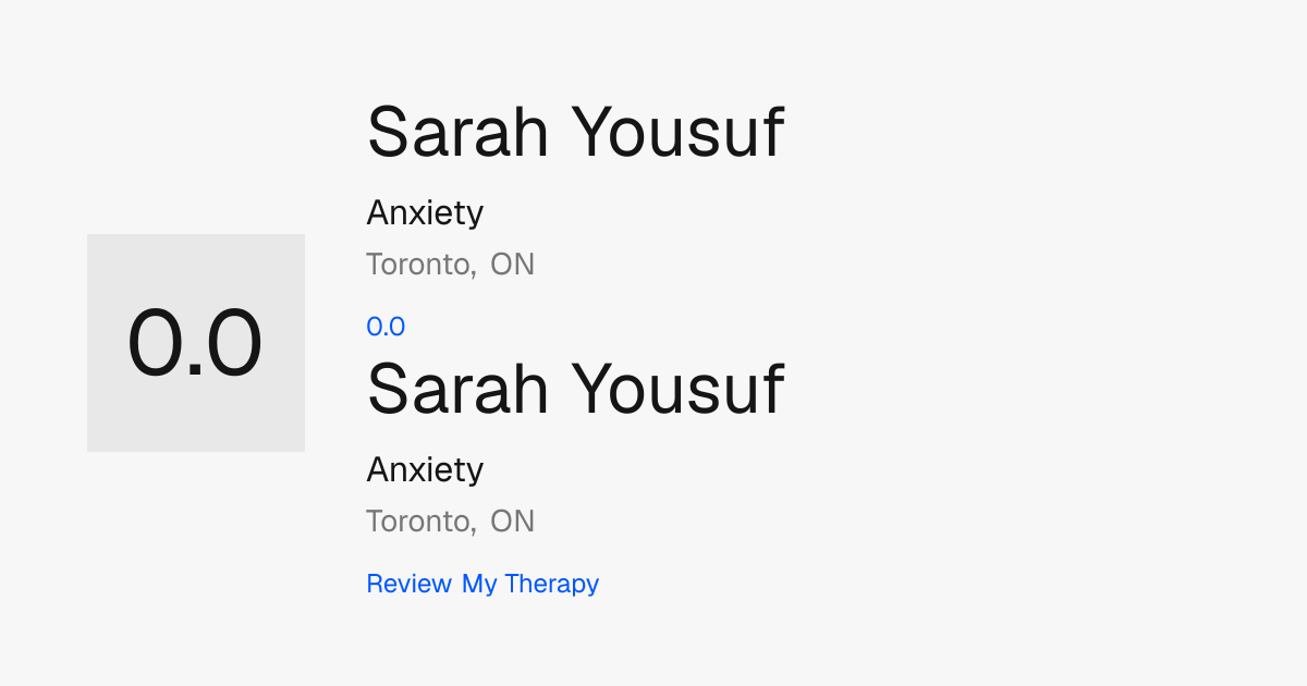 Sarah Yousuf Reviews | Review My Therapy